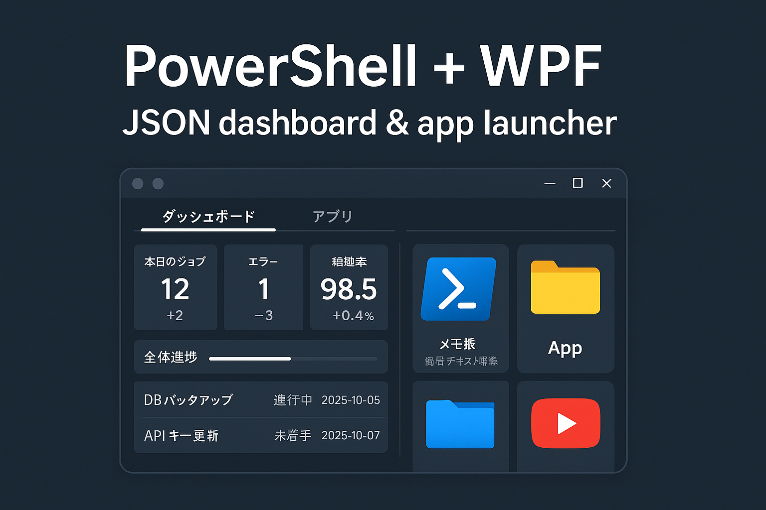 PowerShell + WPF で作る「JSON 駆動ダッシュボード & アプリランチャー」